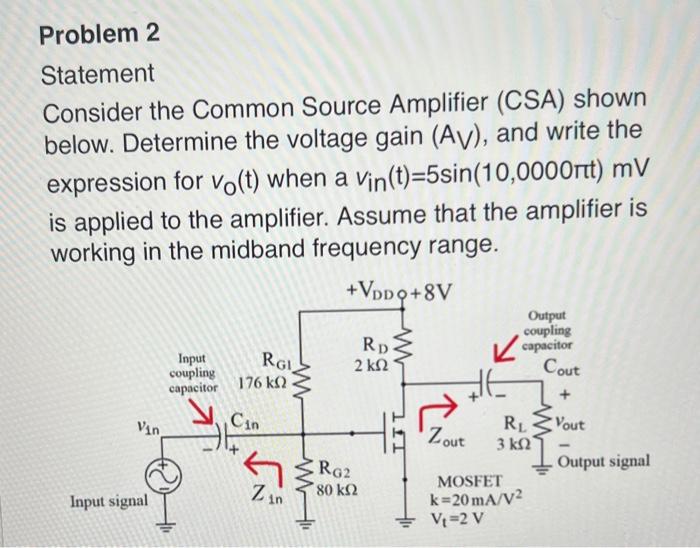 Solved Statement Consider the Common Source Amplifier (CSA) | Chegg.com