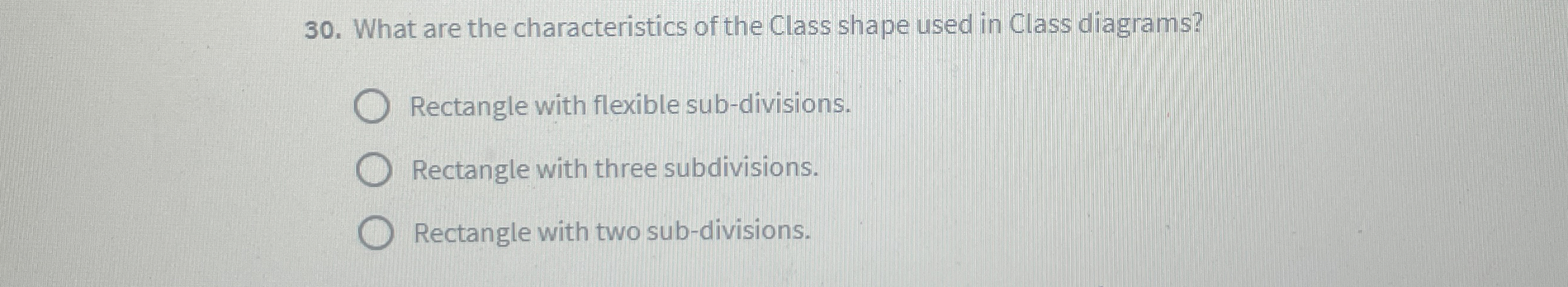 Solved What are the characteristics of the Class shape used | Chegg.com