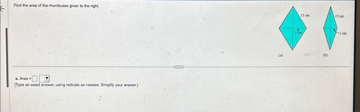 Solved Find the area of the hombuses given to the right. a. | Chegg.com