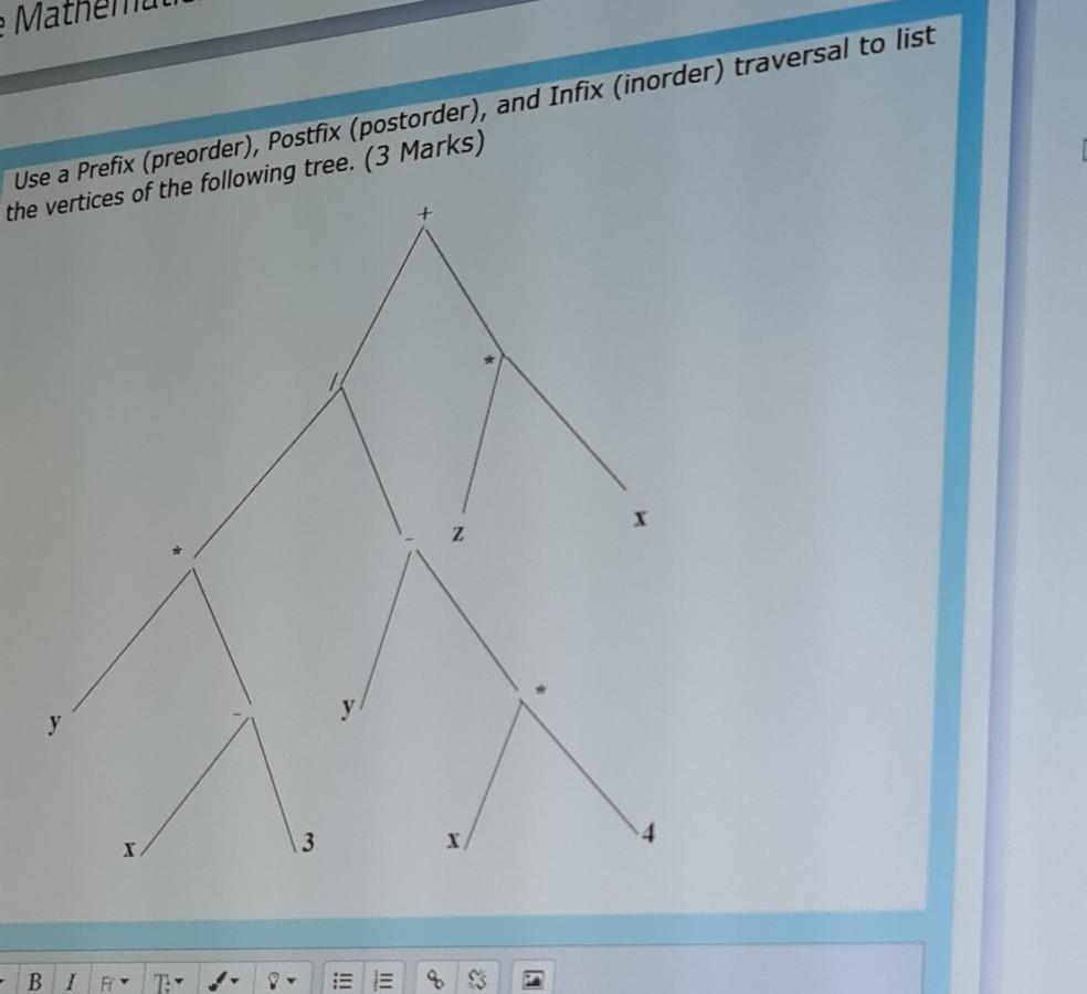 Solved Use a Prefix (preorder), Postfix (postorder), and | Chegg.com