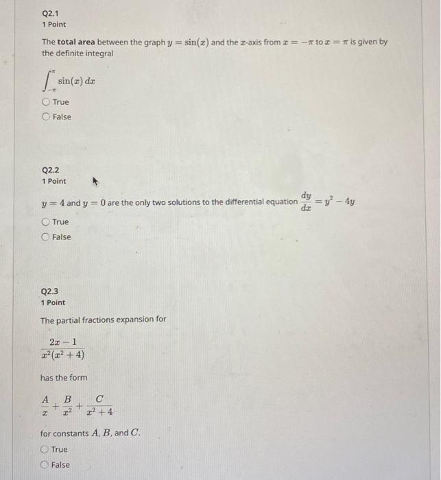 Solved 1 Point The total area between the graph y=sin(x) and | Chegg.com