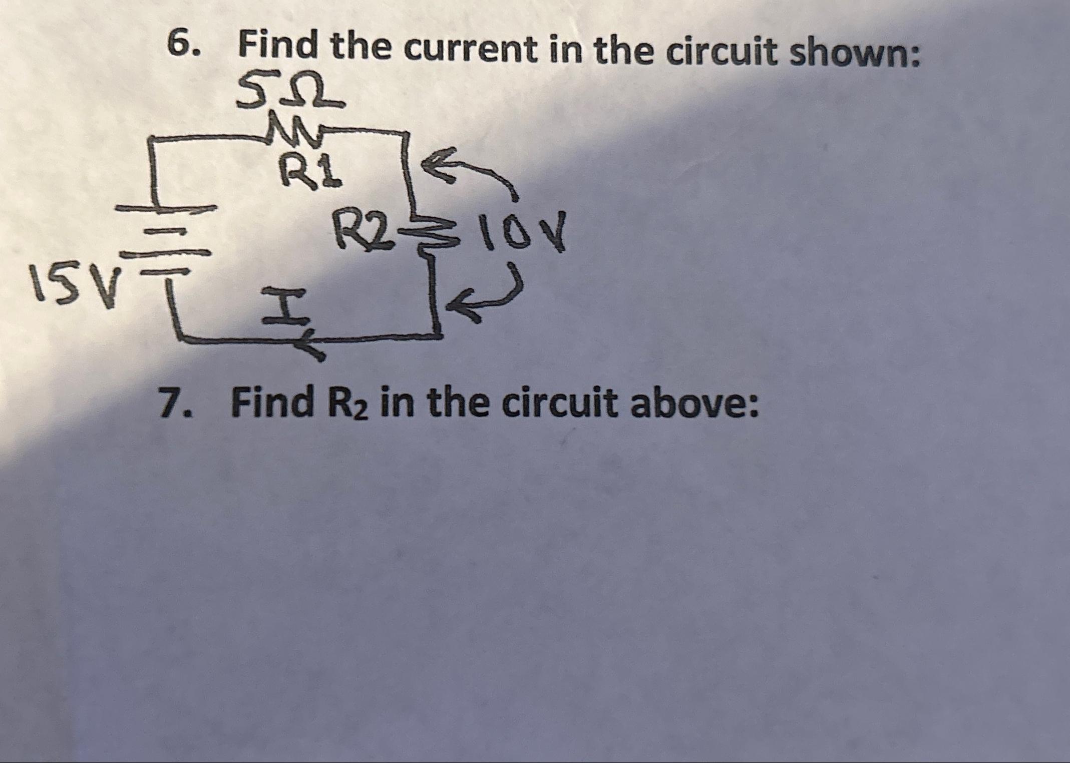 Solved Find the current in the circuit shown:Find R2 ﻿in the | Chegg.com