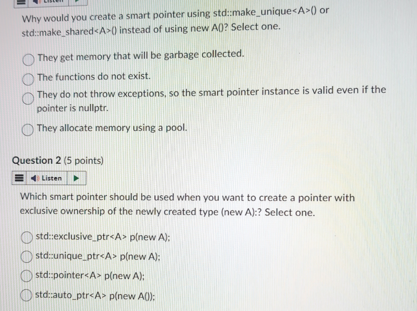 Solved Why would you create a smart pointer using | Chegg.com