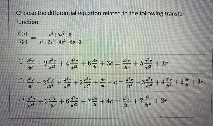 Solved Choose the differential equation related to the | Chegg.com