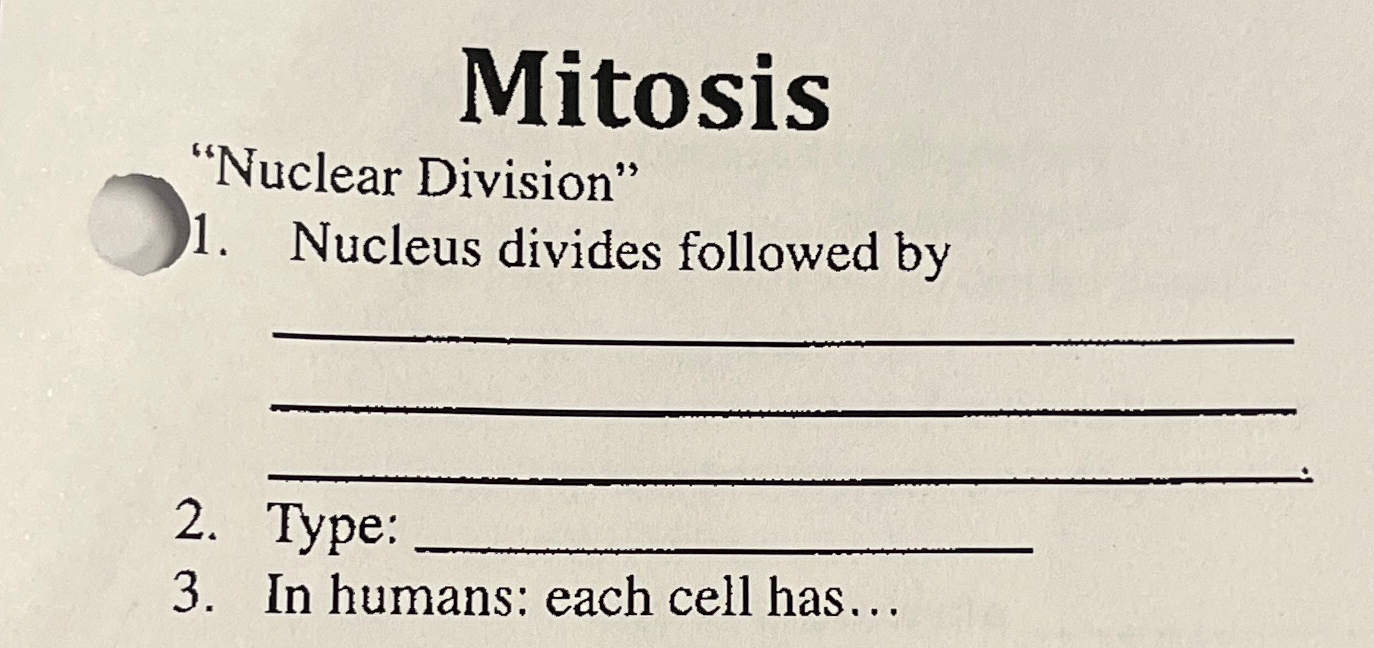 Solved Mitosis"Nuclear Division"Nucleus divides followed | Chegg.com