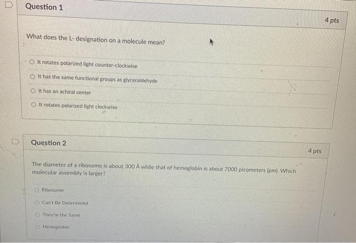 Solved Question 1 4 pts What does the L- designation on a | Chegg.com