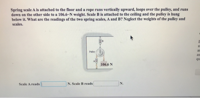 Solved Spring scale A is attached to the floor and a rope | Chegg.com