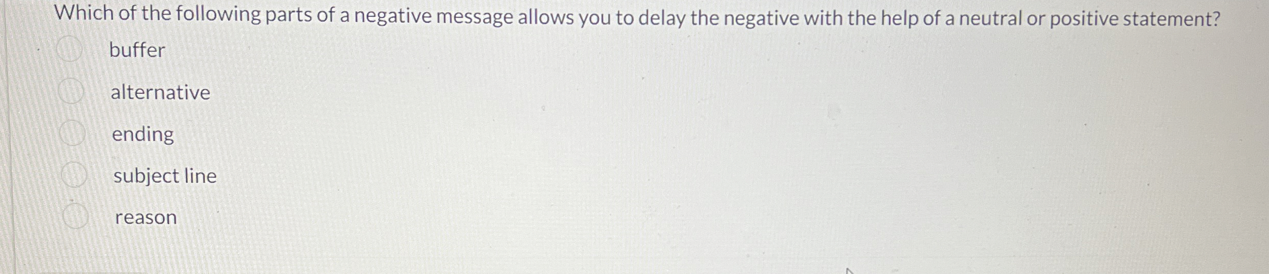 Solved Which of the following parts of a negative message | Chegg.com