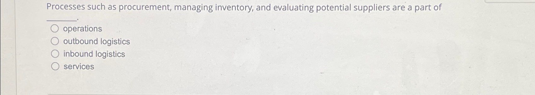 Solved Processes such as procurement, managing inventory, | Chegg.com