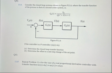 Solved 11.6 ﻿Consider the closed-loop systems shown in | Chegg.com