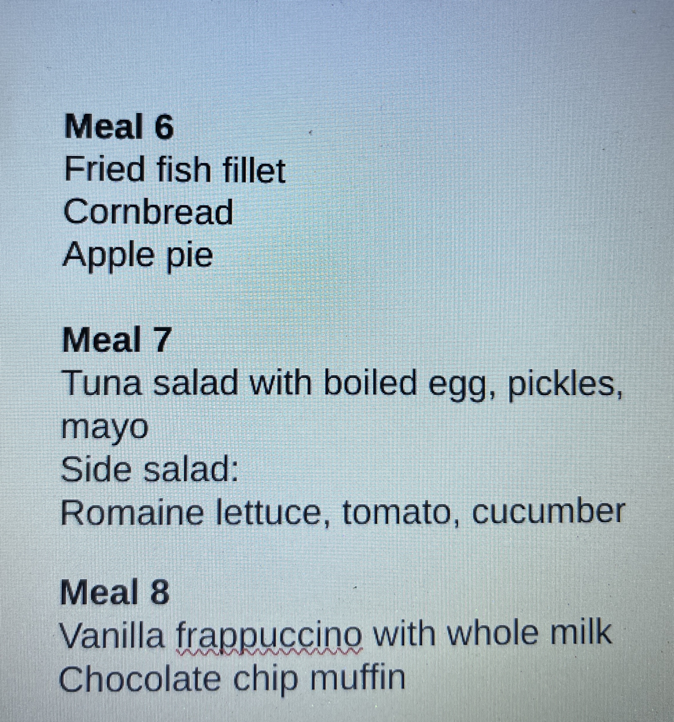 Solved Six Diet Planning Principles Review each meal and | Chegg.com