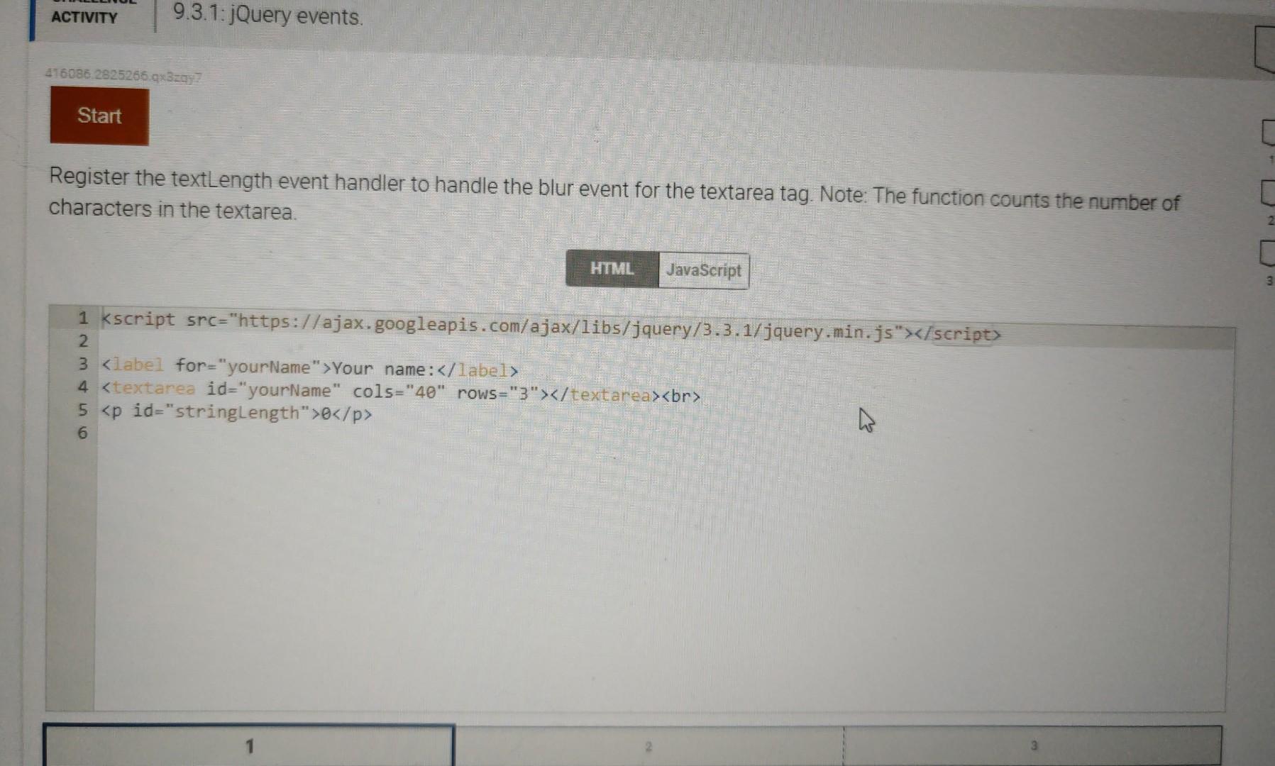 Solved Register the textlength event handler to handle the | Chegg.com