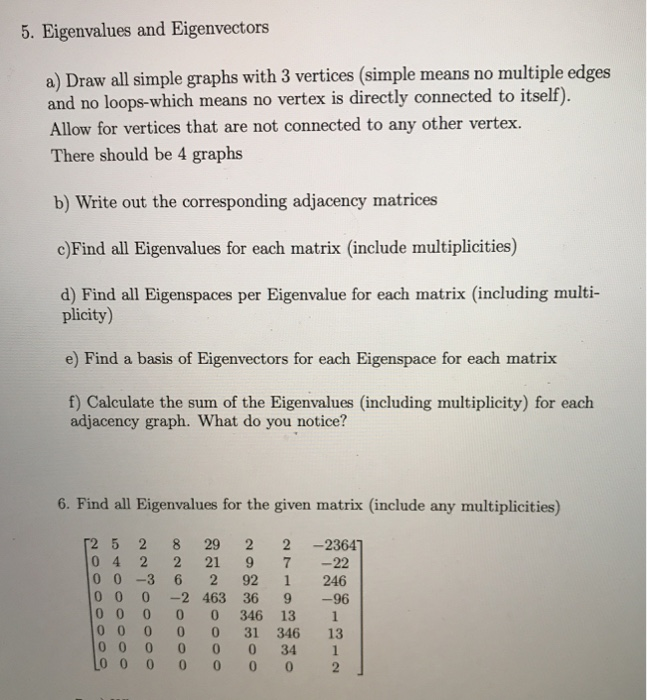 Solved 5. Eigenvalues and Eigenvectors a) Draw all simple | Chegg.com