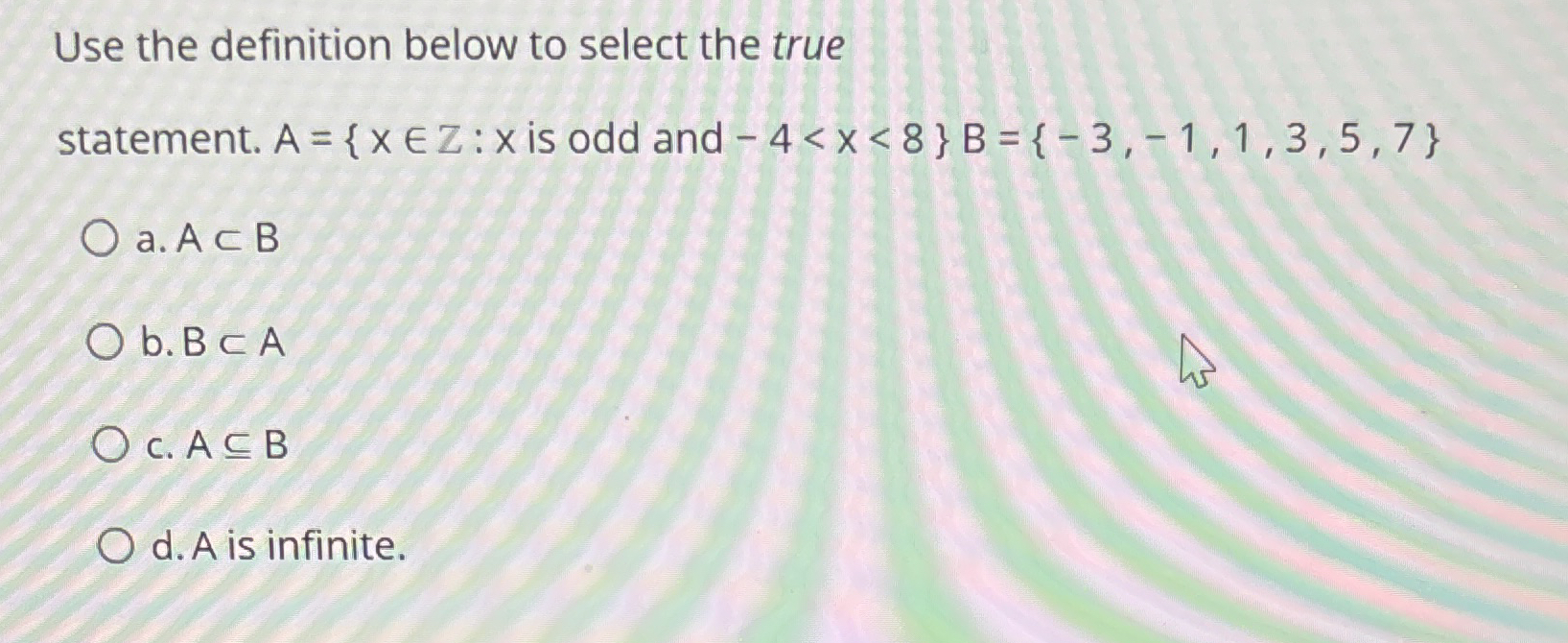 Solved Use the definition below to select the truestatement. | Chegg.com