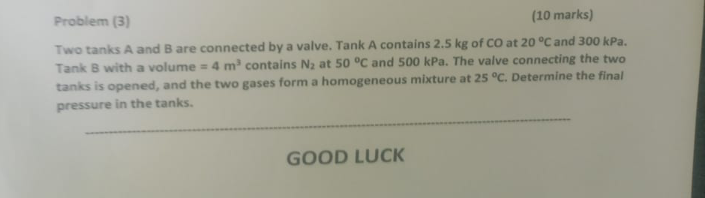 Solved Two tanks A and B are connected by a valve. Tank A | Chegg.com