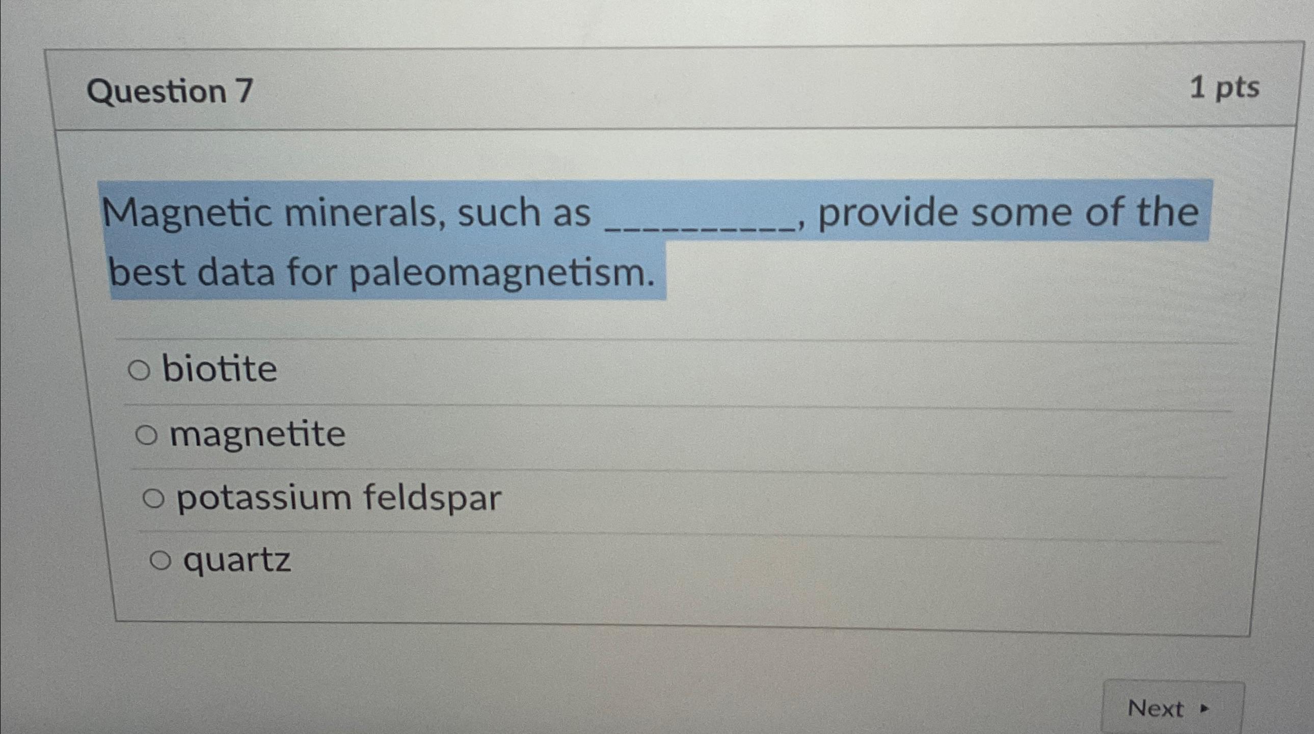 Solved Question 71ptsMagnetic minerals, such as provide some | Chegg.com