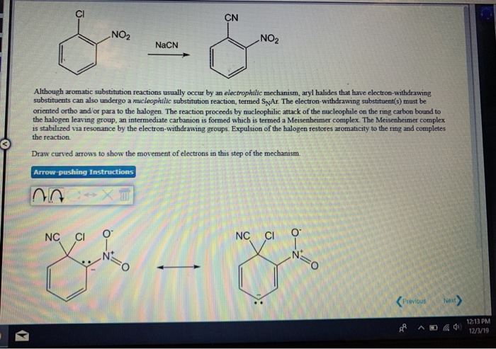 Solved CN NO2 NO2 NaCN Although aromatic substitution | Chegg.com