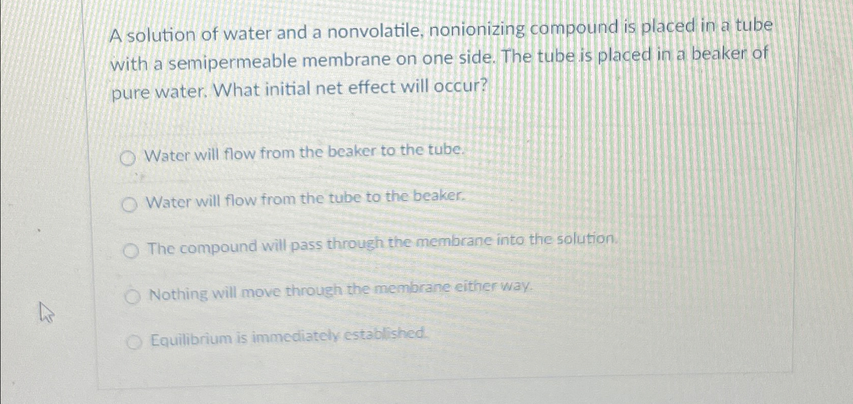 Solved A solution of water and a nonvolatile, nonionizing | Chegg.com