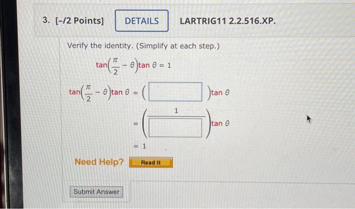 Solved Verify the identity. (Simplify at each step.) | Chegg.com