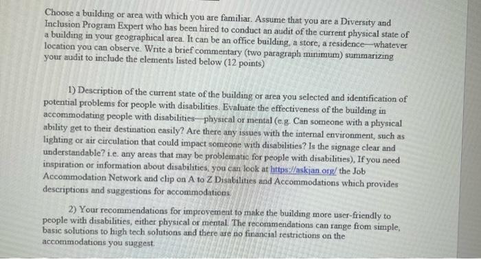 Solved Choose a building or area with which you are | Chegg.com