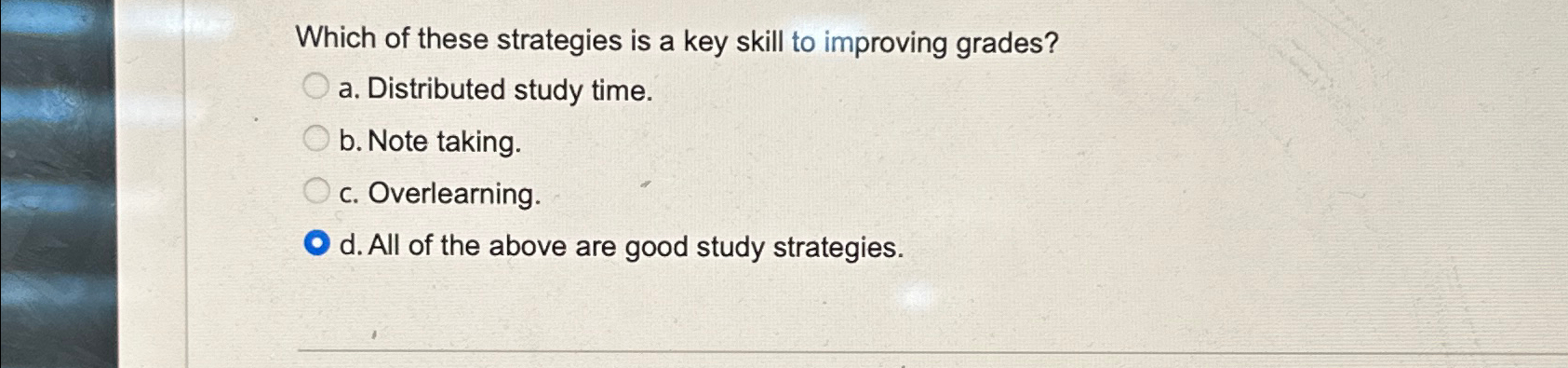 Solved Which of these strategies is a key skill to improving | Chegg.com
