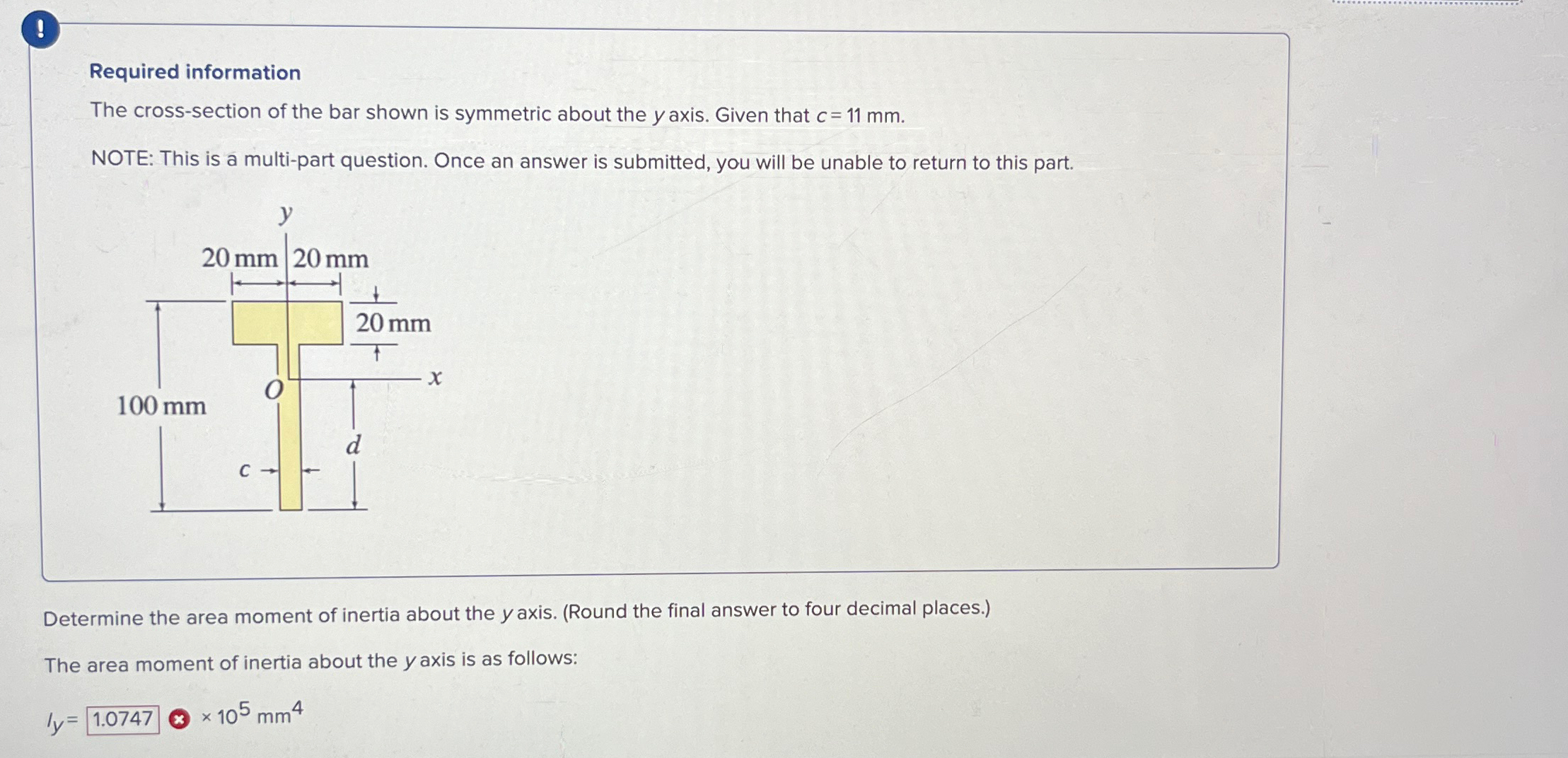Solved !Required informationThe cross-section of the bar | Chegg.com
