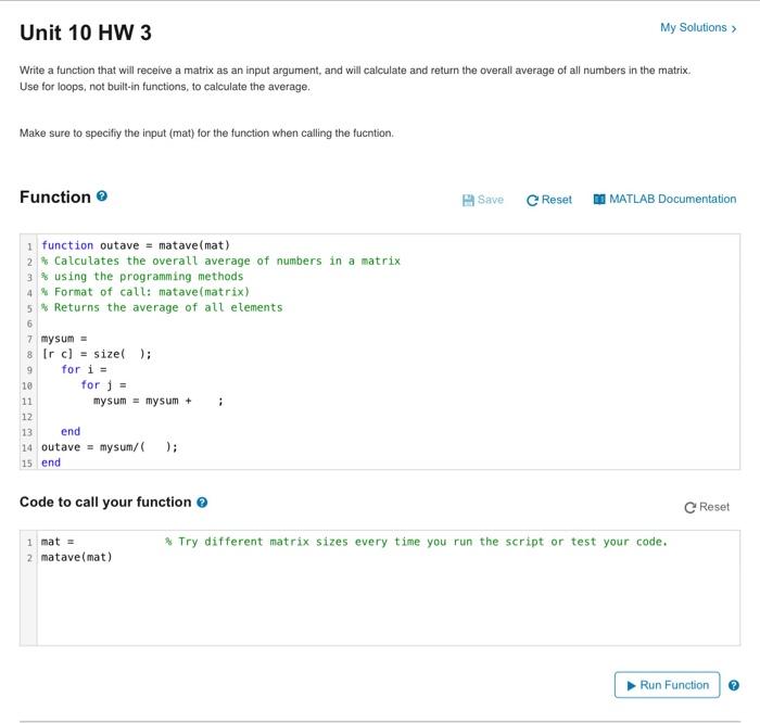 Solved My Solutions > Unit 10 HW 3 Write a function that | Chegg.com