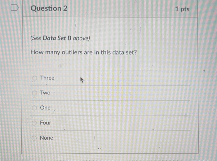 Solved (See Data Set B above) How many outliers are in this | Chegg.com