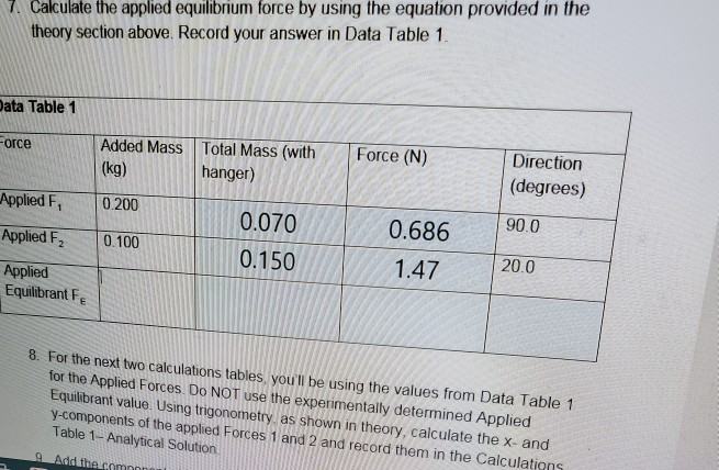 Solved 7. Calculate the applied equilibrium force by using | Chegg.com