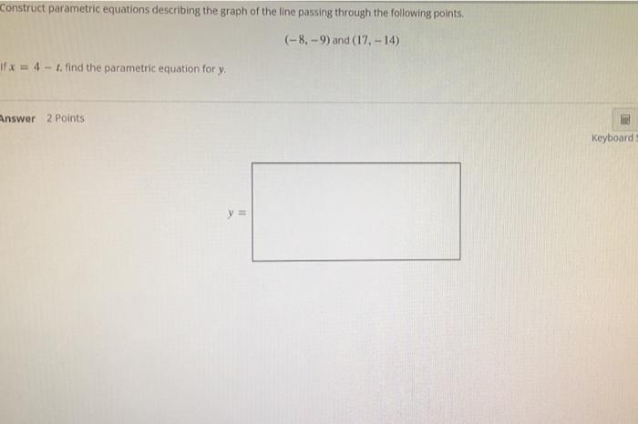 Solved Construct parametric equations describing the graph | Chegg.com
