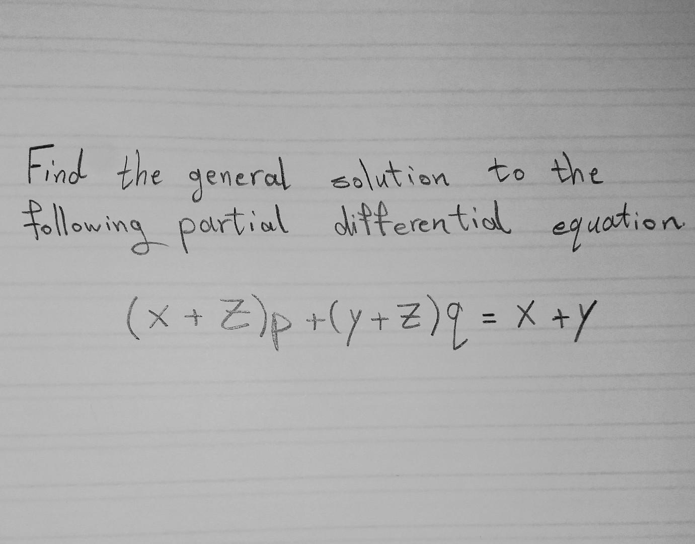 Solved Find the general solution to the following partial | Chegg.com