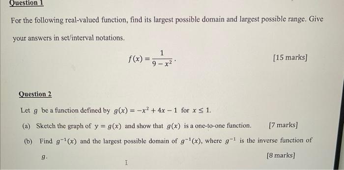 Solved For the following real-valued function, find its | Chegg.com