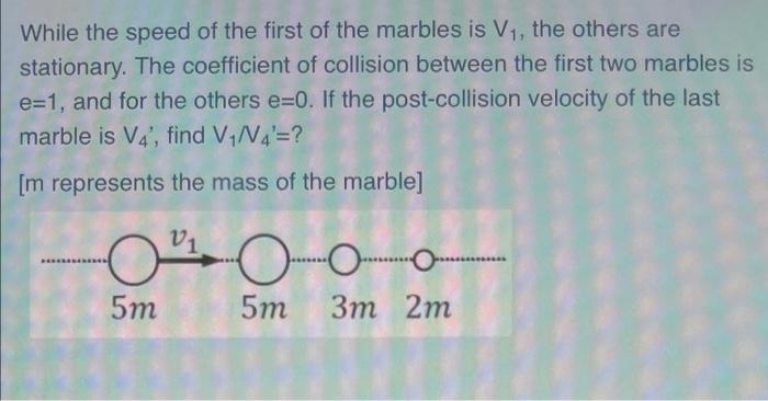 Solved While the speed of the first of the marbles is V_{1} | Chegg.com
