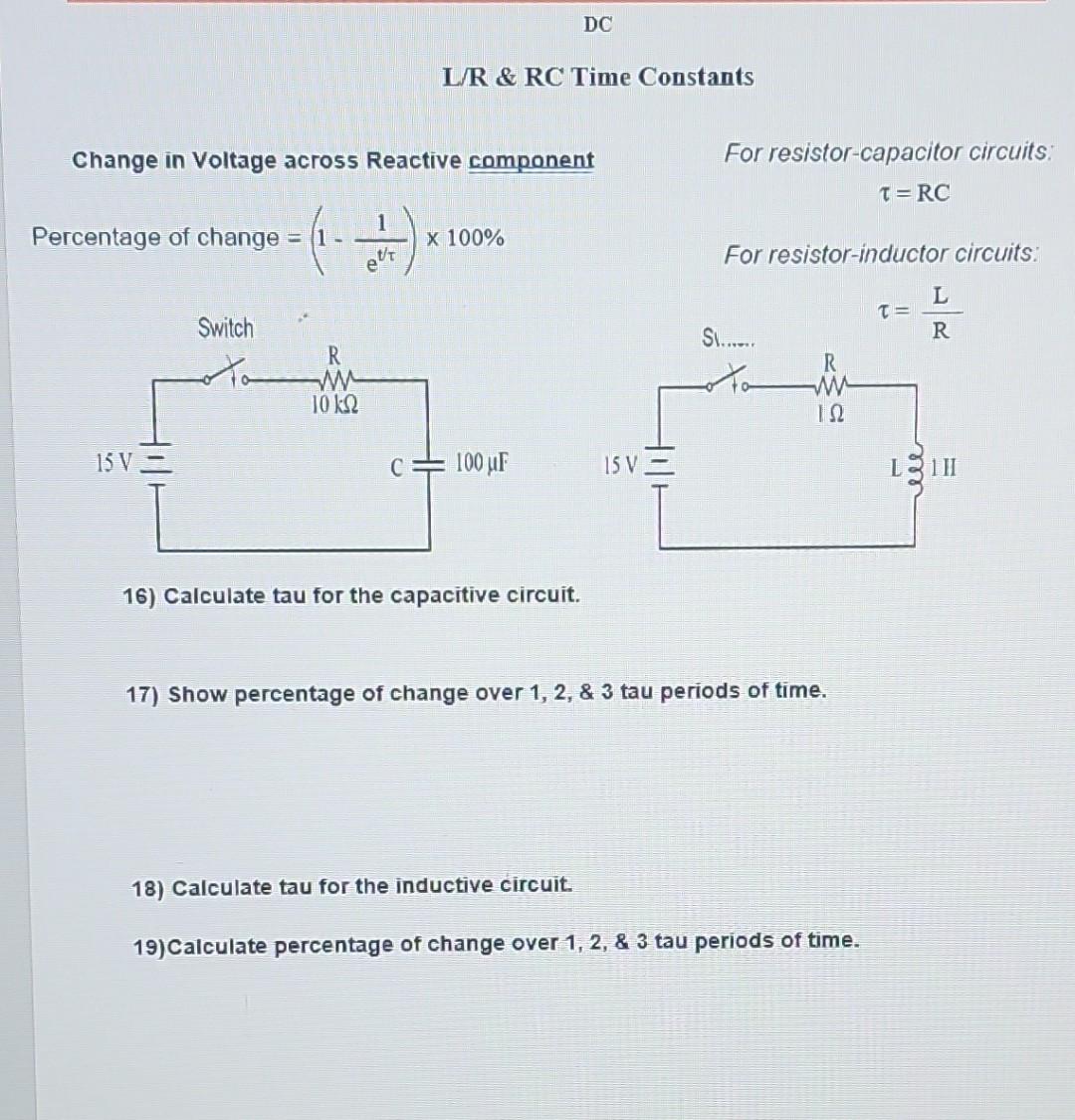 Solved Universal Time Constant Formula Change =( Final − | Chegg.com