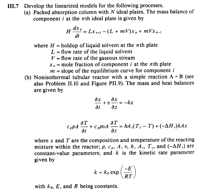 III.7 Develop the linearized models for the following | Chegg.com