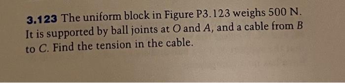 Solved 3.123 The uniform block in Figure P 3.123 weighs 500 | Chegg.com