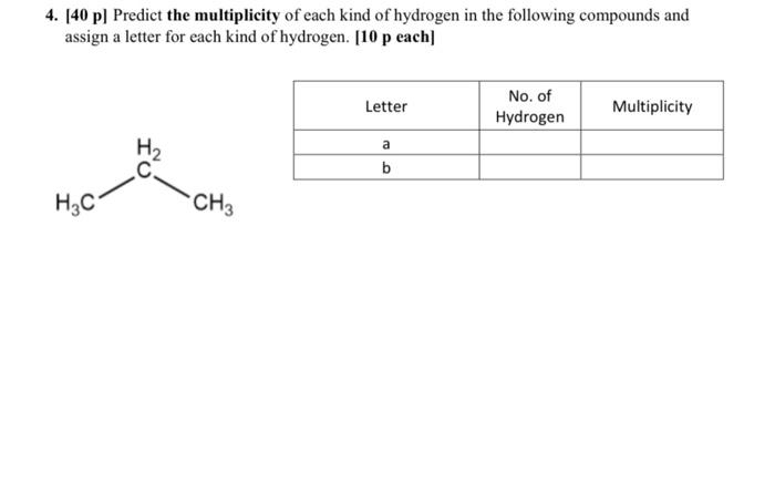 Solved 4. [40 p] Predict the multiplicity of each kind of | Chegg.com