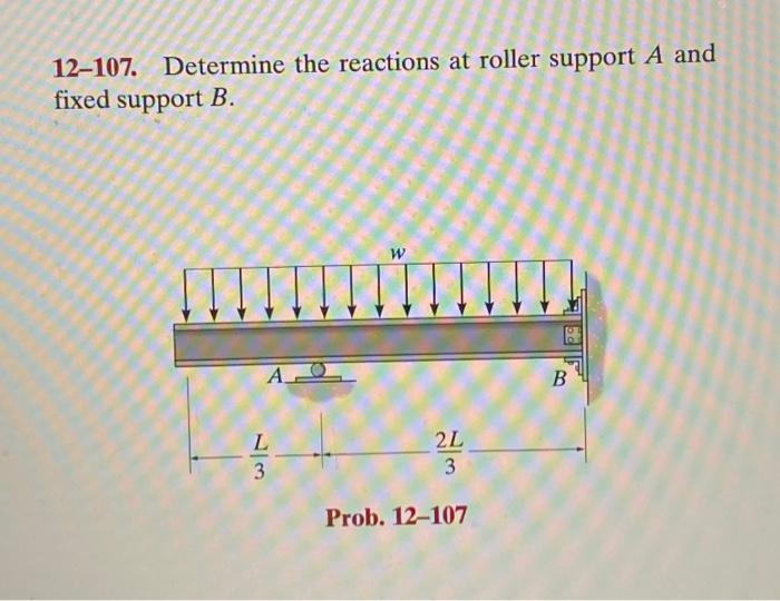 Solved 12-107. Determine the reactions at roller support A | Chegg.com