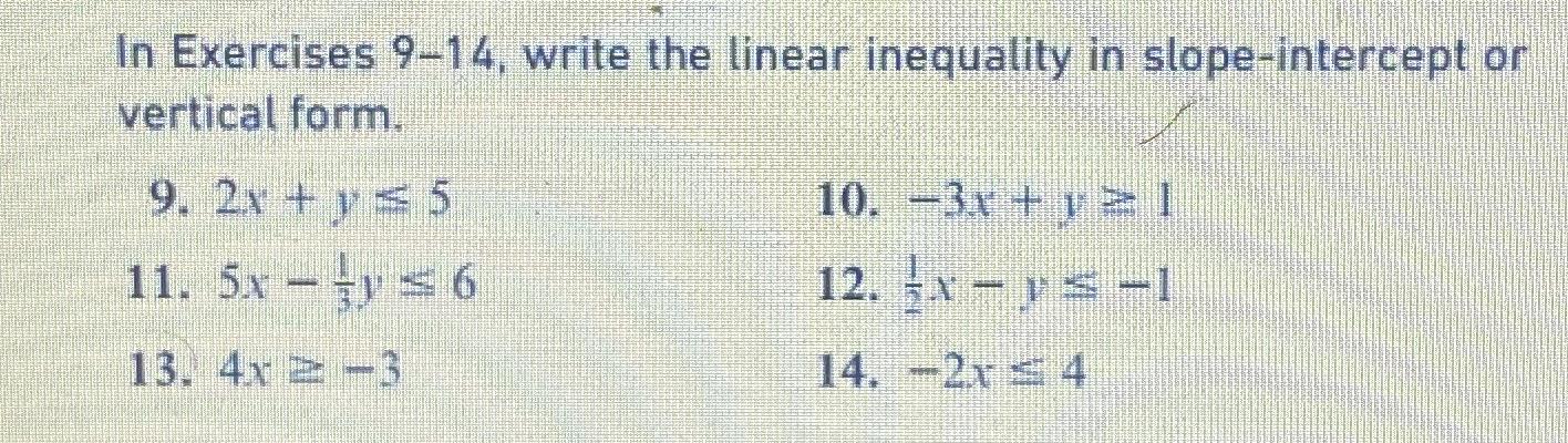 Solved In Exercises 9-14, ﻿write the linear inequality in | Chegg.com