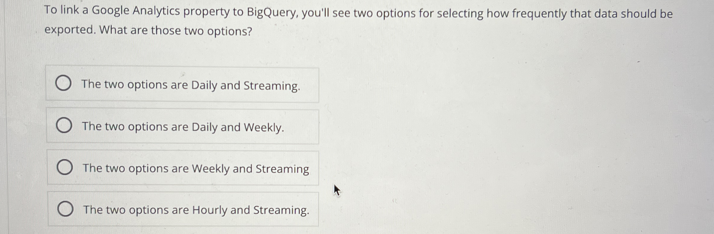 Solved To link a Google Analytics property to BigQuery, | Chegg.com