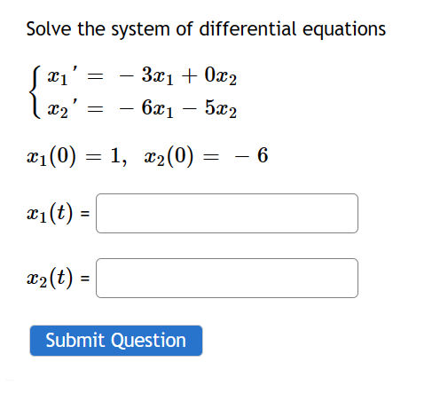 Solved Solve the system of differential | Chegg.com