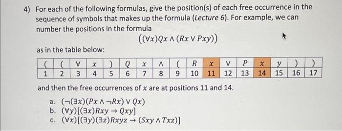 Solved 4) For each of the following formulas, give the | Chegg.com