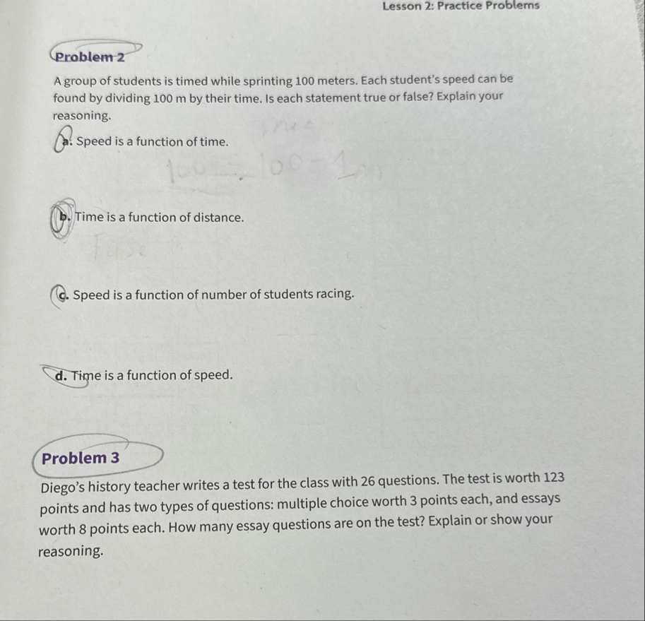 Lesson 2: Practice ProblemsProblem 2A group of | Chegg.com