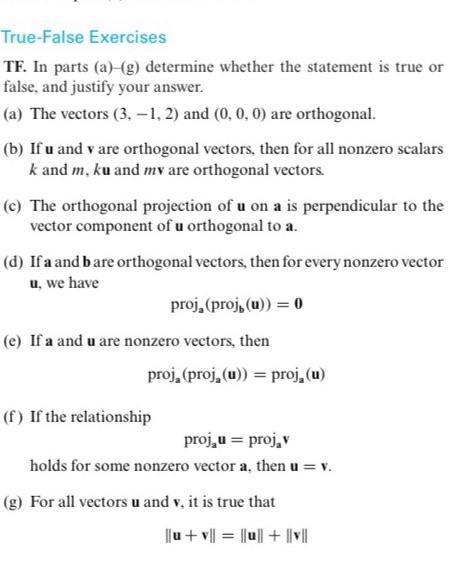 Solved True False Exercises TF. In parts (a)-(g) determine | Chegg.com