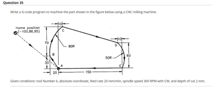 Solved Question 35 Write a G-code program to machine the | Chegg.com