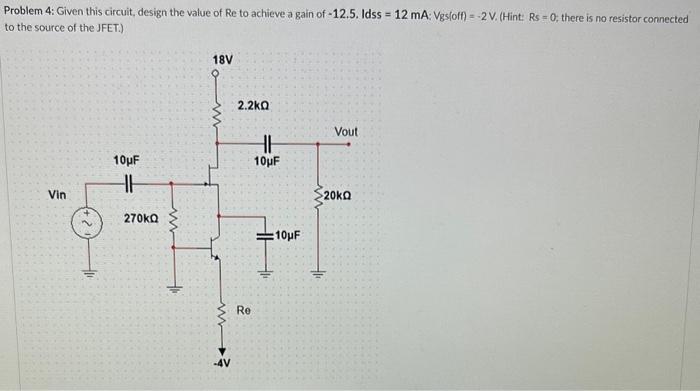 Solved Given this circuit, design the value of Re to acheive | Chegg.com
