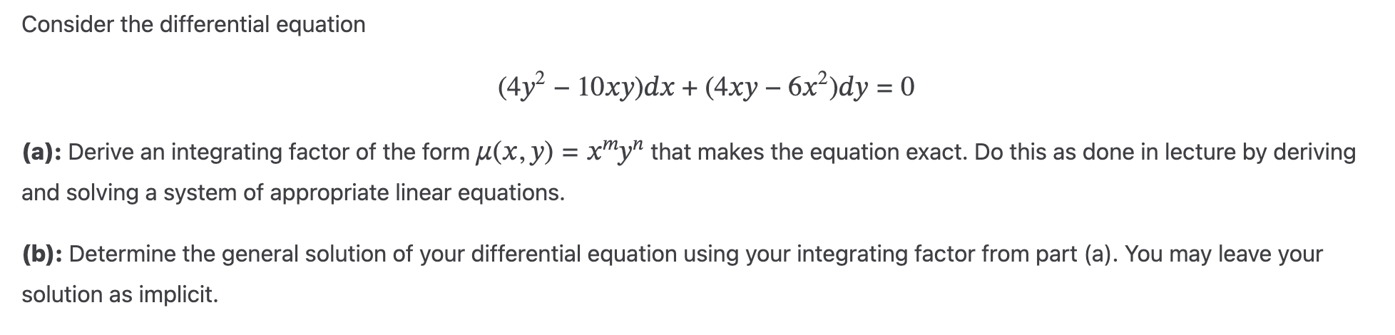 Solved Consider the differential | Chegg.com