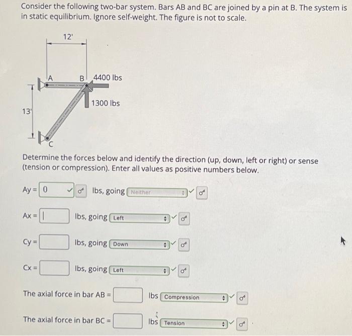Solved Consider the following two-bar system. Bars AB and BC | Chegg.com