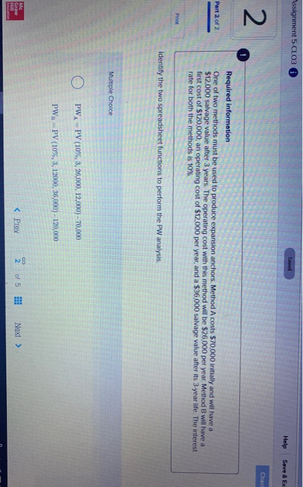 Solved Assignment 5 CLO3 Help Save & EX Checi Part 2 of 2 | Chegg.com