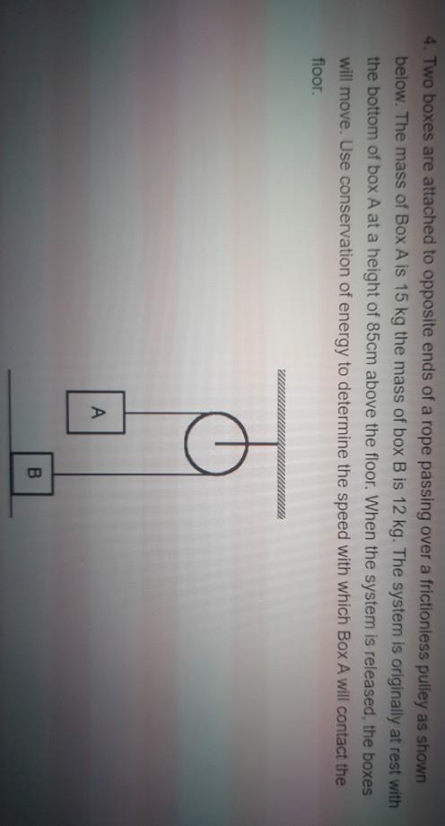 Solved 4. Two boxes are attached to opposite ends of a rope | Chegg.com